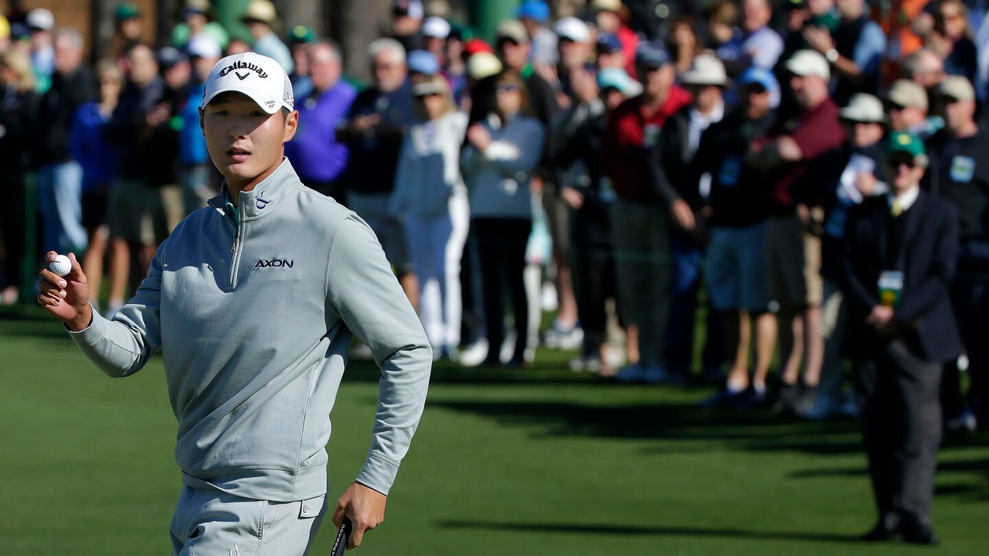 Danny Lee plays No. 2 Friday during the 2016 Masters.