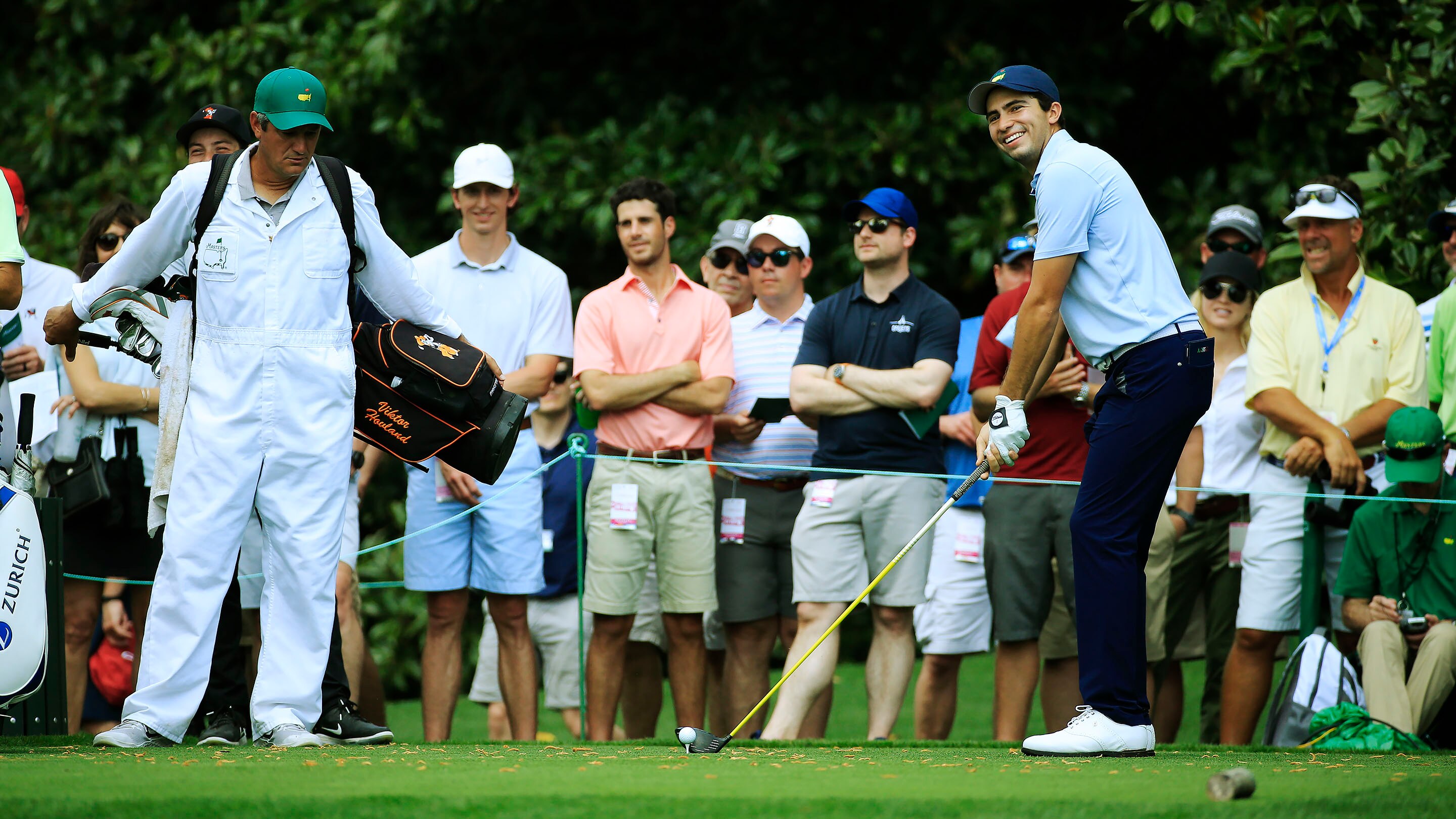Alvaro Ortiz Smiles While Preparing To Tee Off On The No 9 Hole During