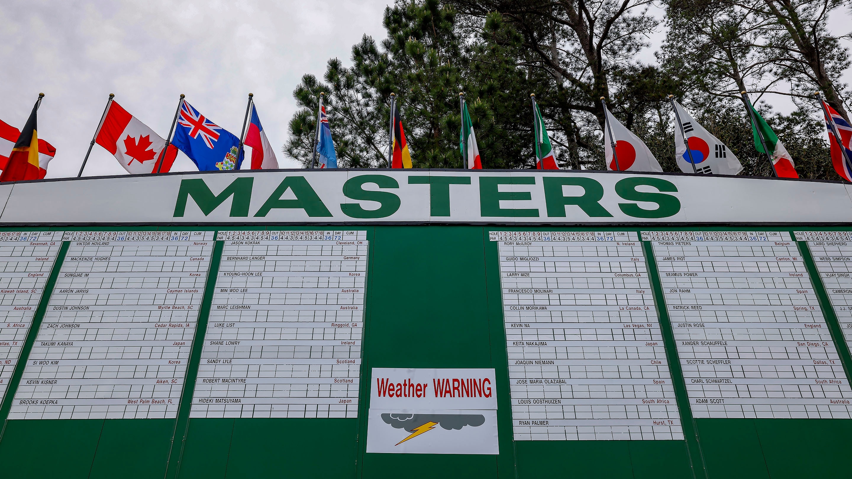 View of the Main Scoreboard following the announcement of a weather ...