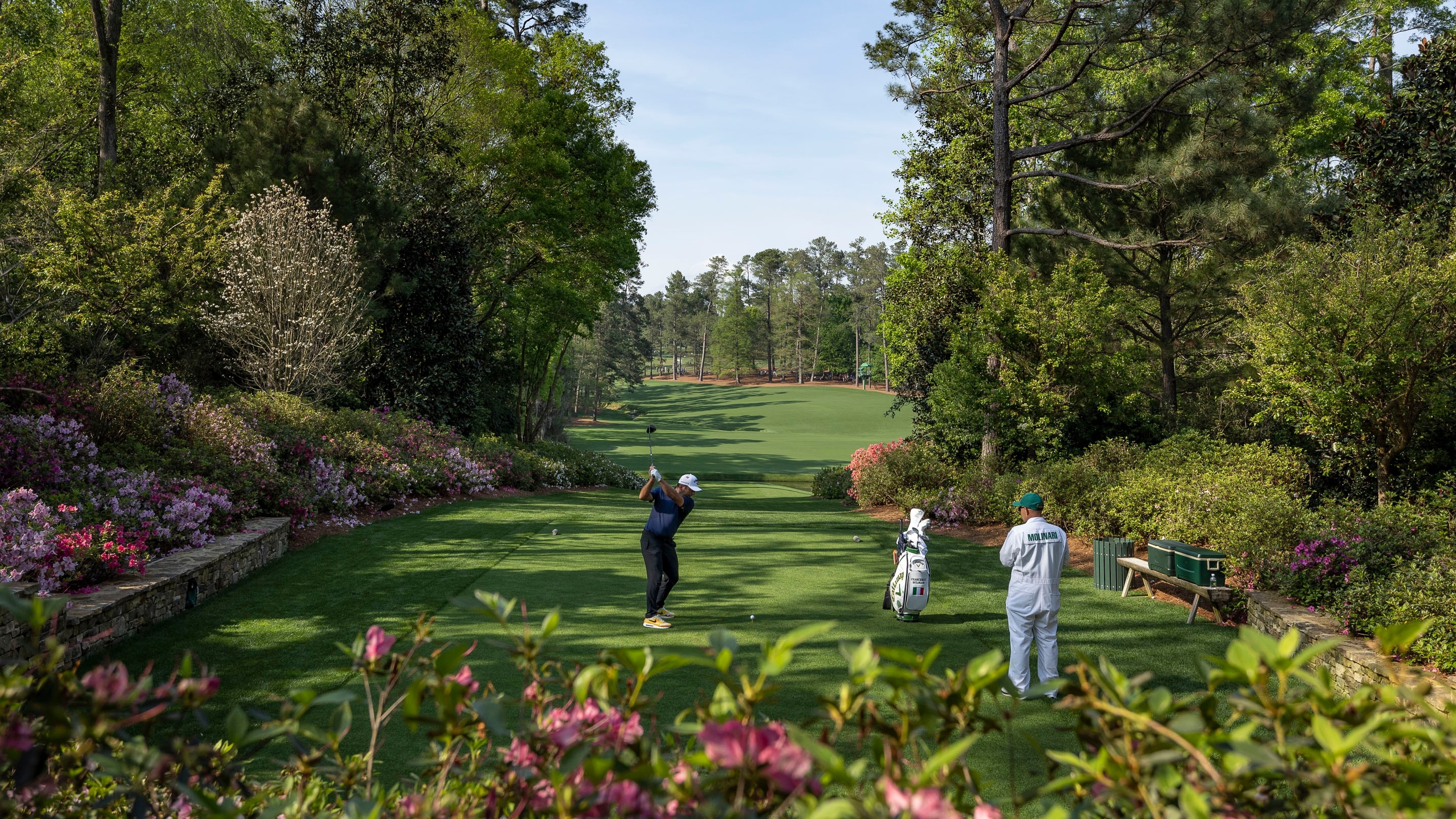 Francesco Molinari plays from the No. 13 tee during Tuesday's Practice ...