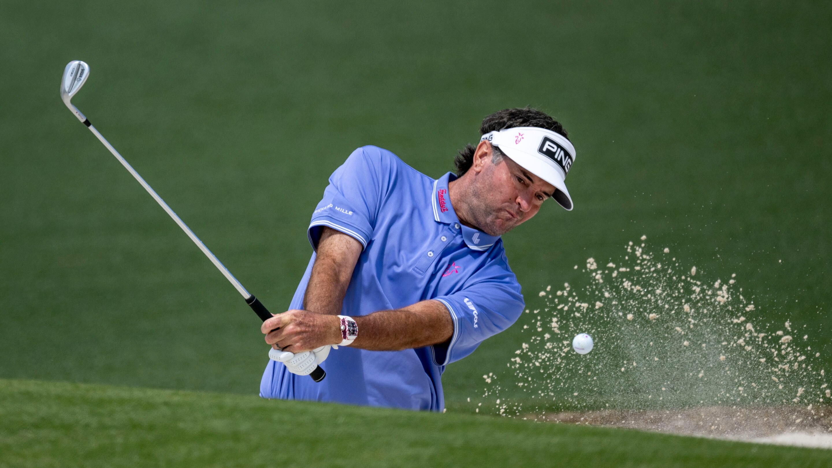 Masters Champion Bubba Watson Of The United States Plays A Stroke From Masters Champion Bubba Watson Of The United States Plays A Stroke From