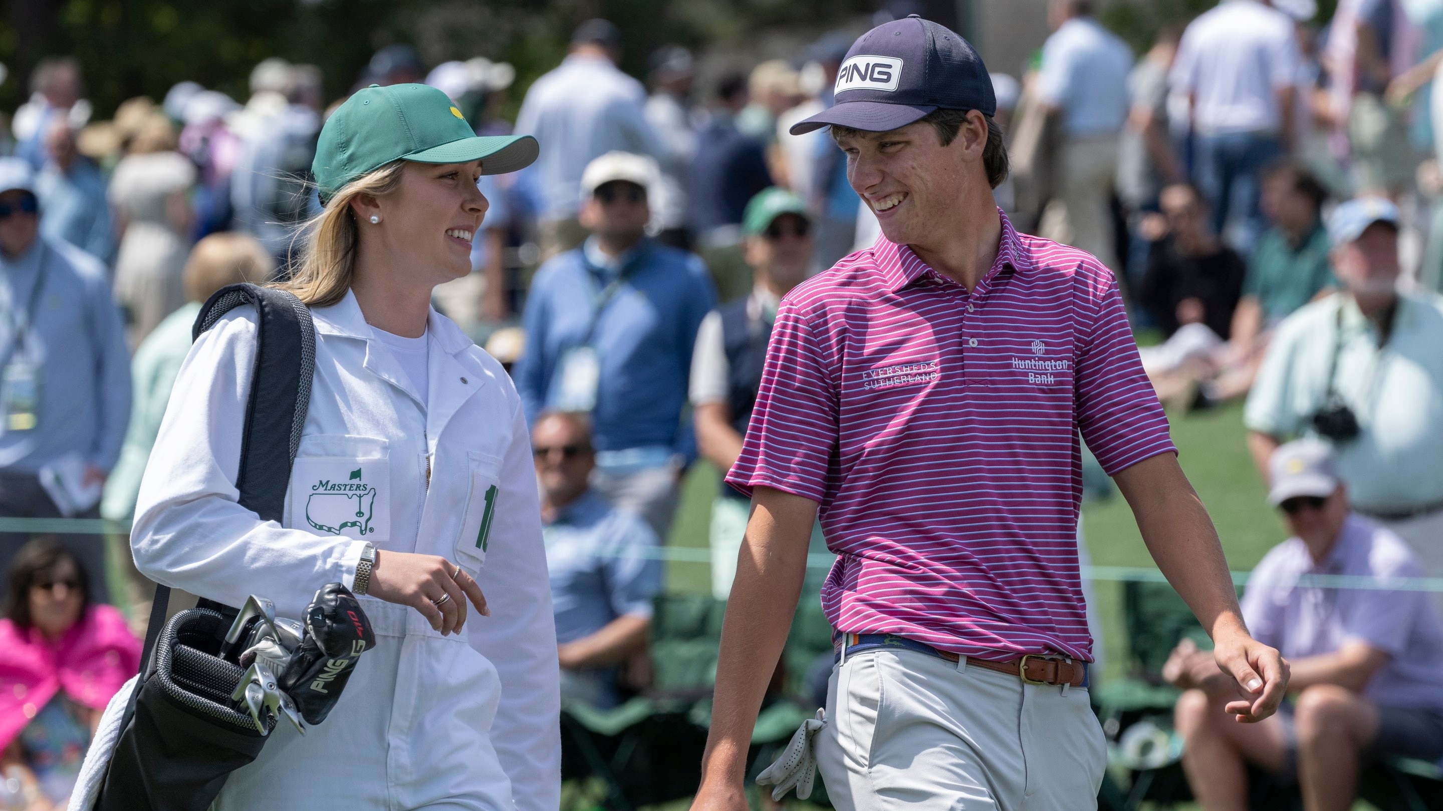 Amateur Mason Howell of the United States walks on the No. 1 hole ...